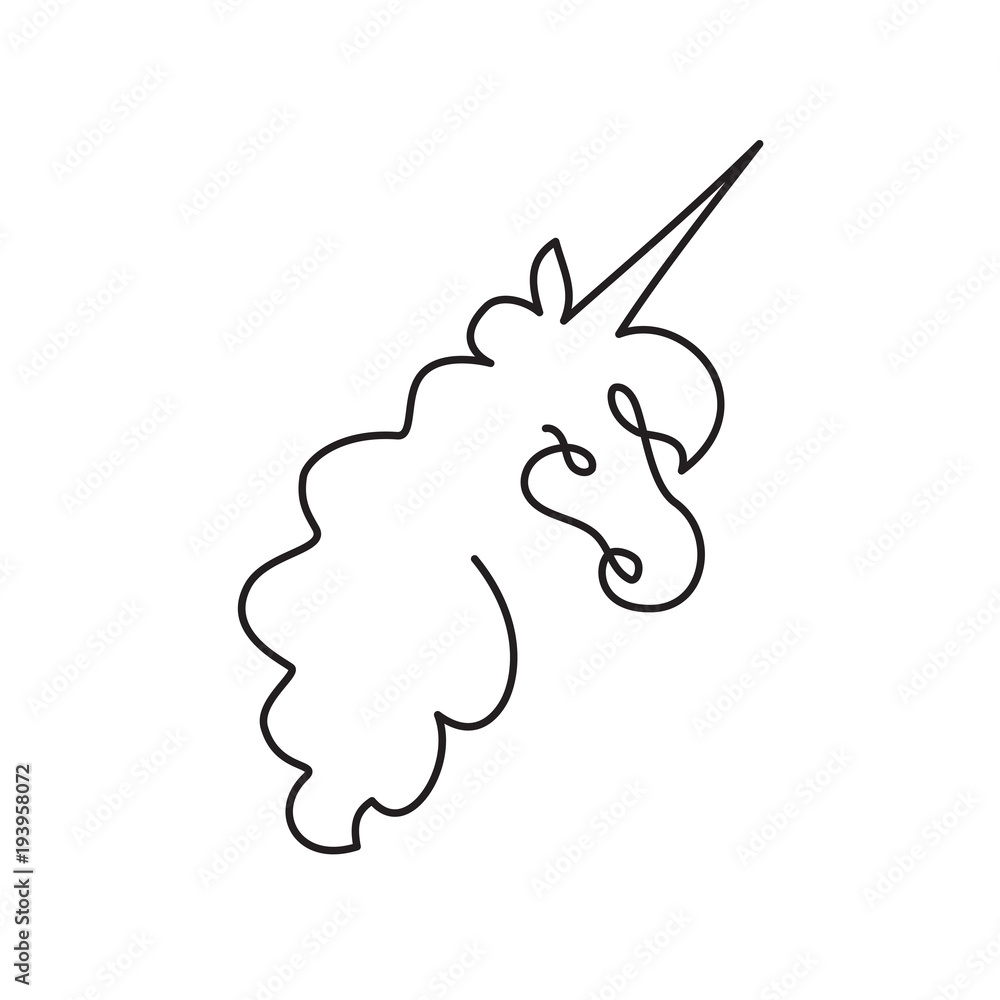 Continuous line art of unicorn head Stock Vector | Adobe Stock