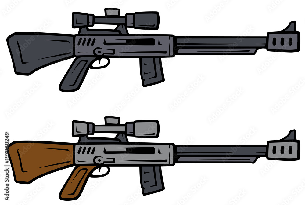 Cartoon sniper rifles vector weapon icons Stock Vector | Adobe Stock