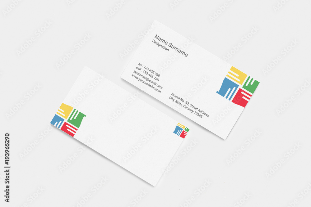 business card with 4 color design, simple and minimal card template ...