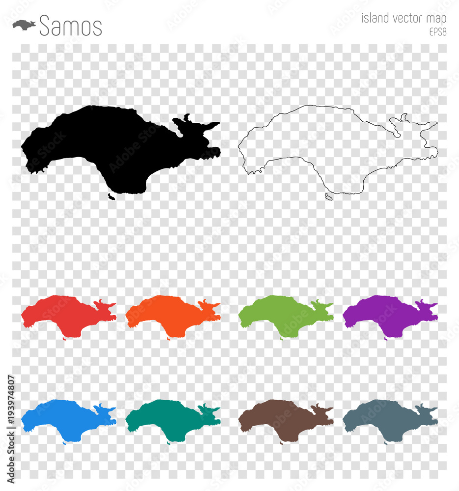 Samos high detailed map. Island silhouette icon. Isolated Samos black ...