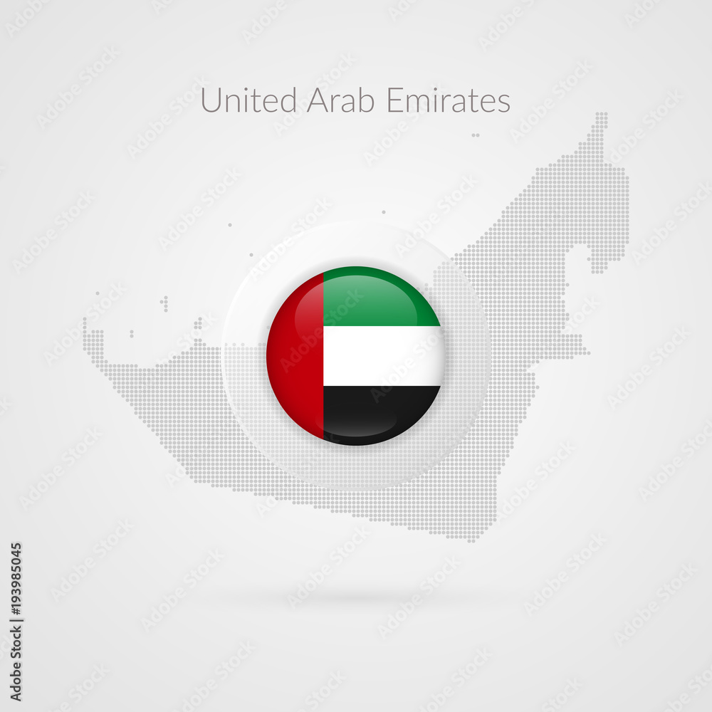 UAE map dotted contour vector sign. United Arab Emirates flag circle ...