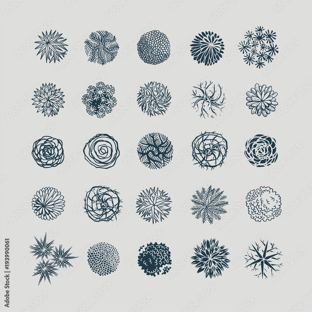 Different plants and trees vector set for landscape design Stock Vector ...
