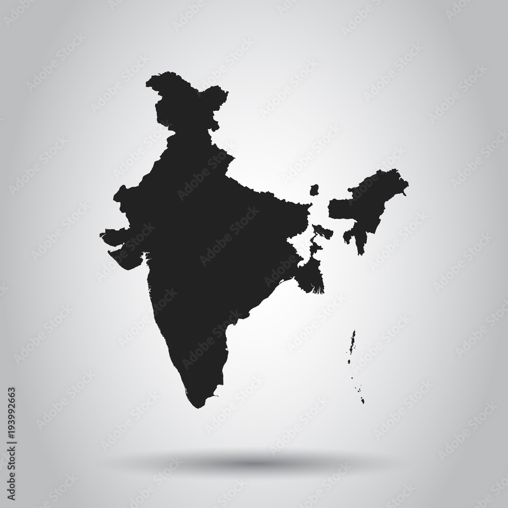 India map icon. Flat vector illustration. India sign symbol with shadow ...