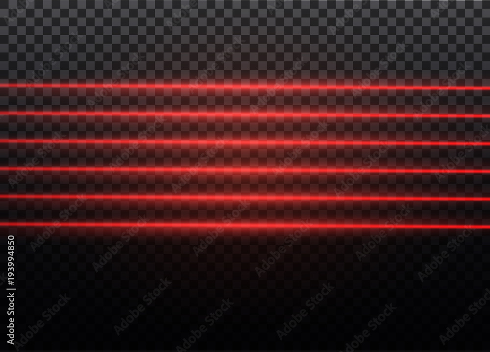 Abstract red laser beam. Transparent isolated on black background ...
