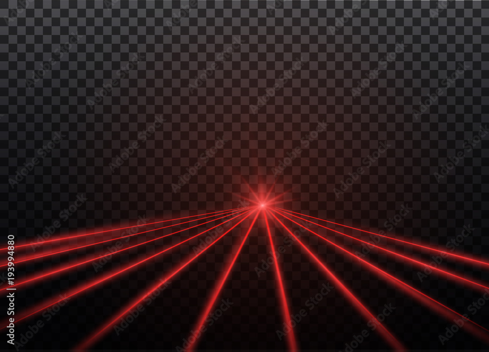 Abstract red laser beam. Transparent isolated on black background ...