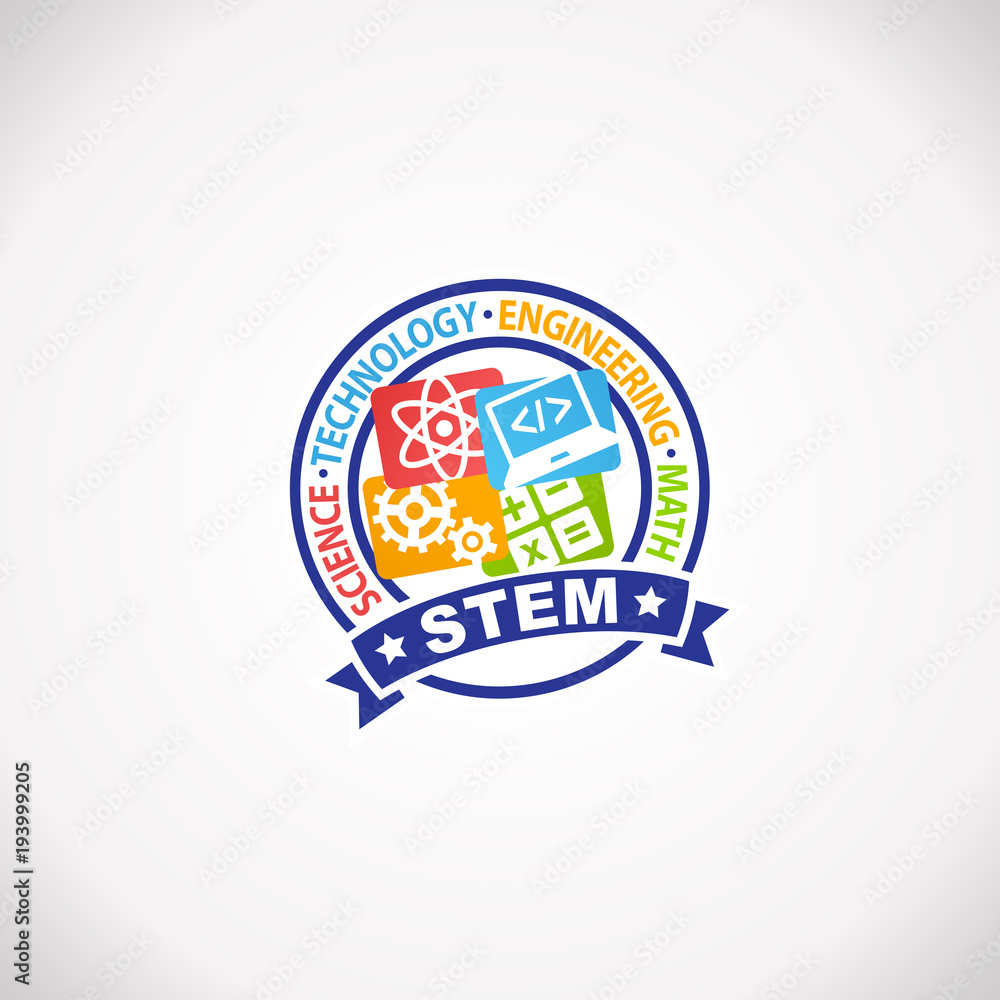 STEM Education Rubber Stamp Logo. Science Technology Engineering ...