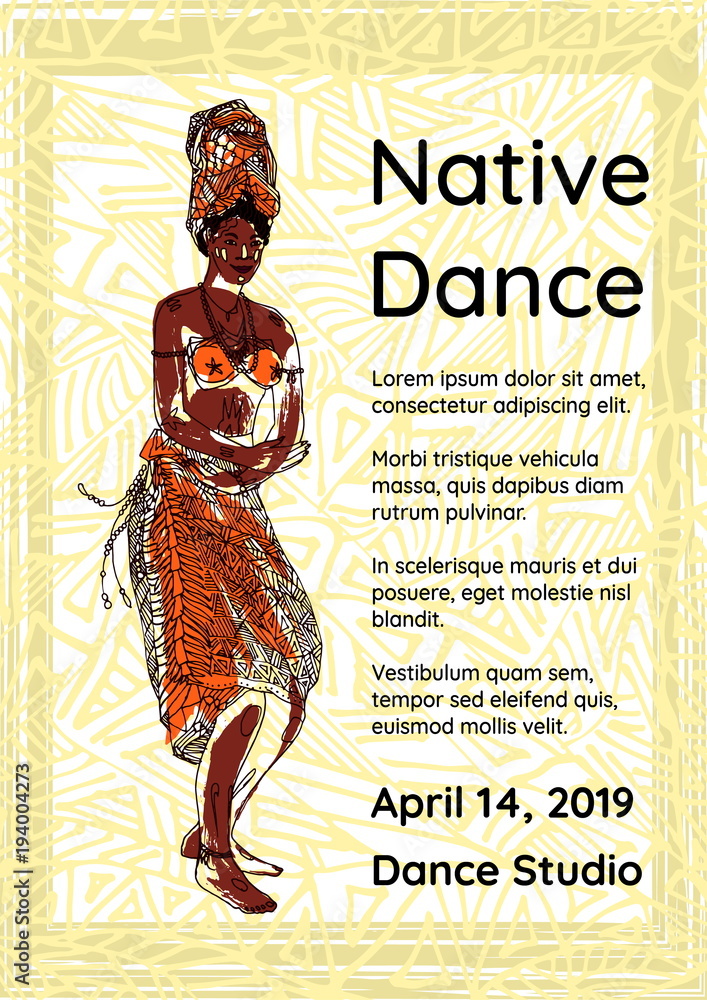 Banner or poster template of for native dance party. Tribal dancing ...
