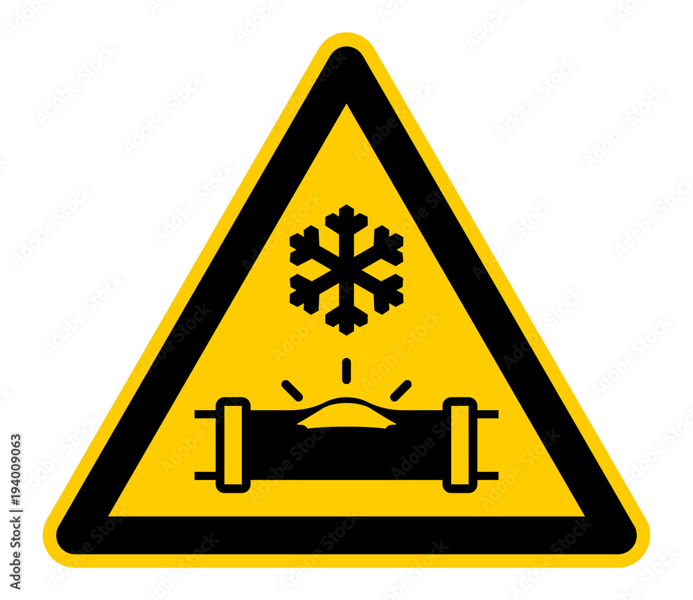 wso324 WarnSchildOrange - english warning sign: Warning of water pipe ...