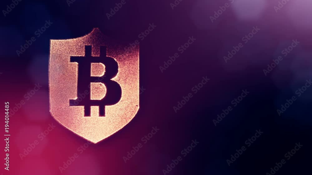 bitcoin logo inside the shield. Financial background made of glow ...