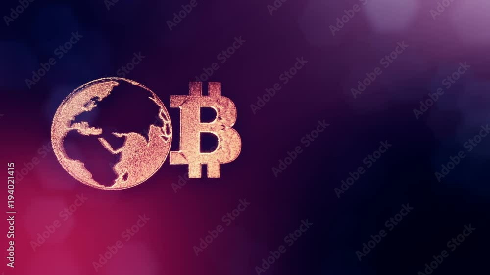 Video Stock Sign of bitcoin and earth, the globe. Financial background ...