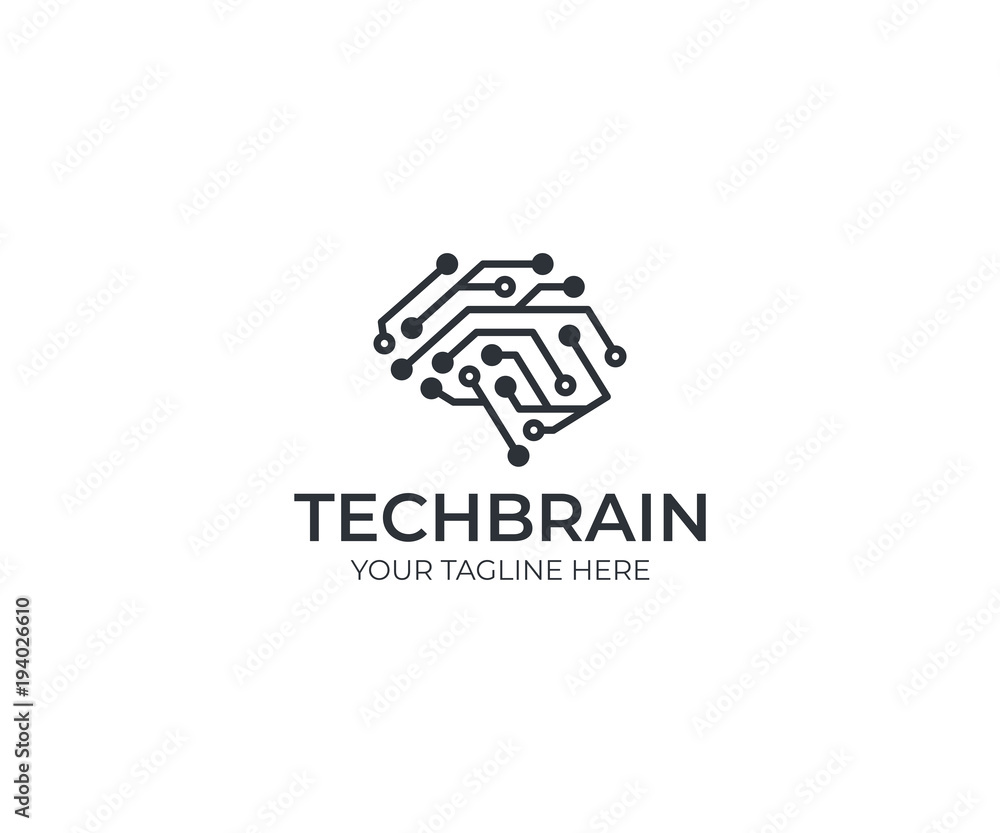 Circuit brain logo template. Artificial intelligence vector design ...