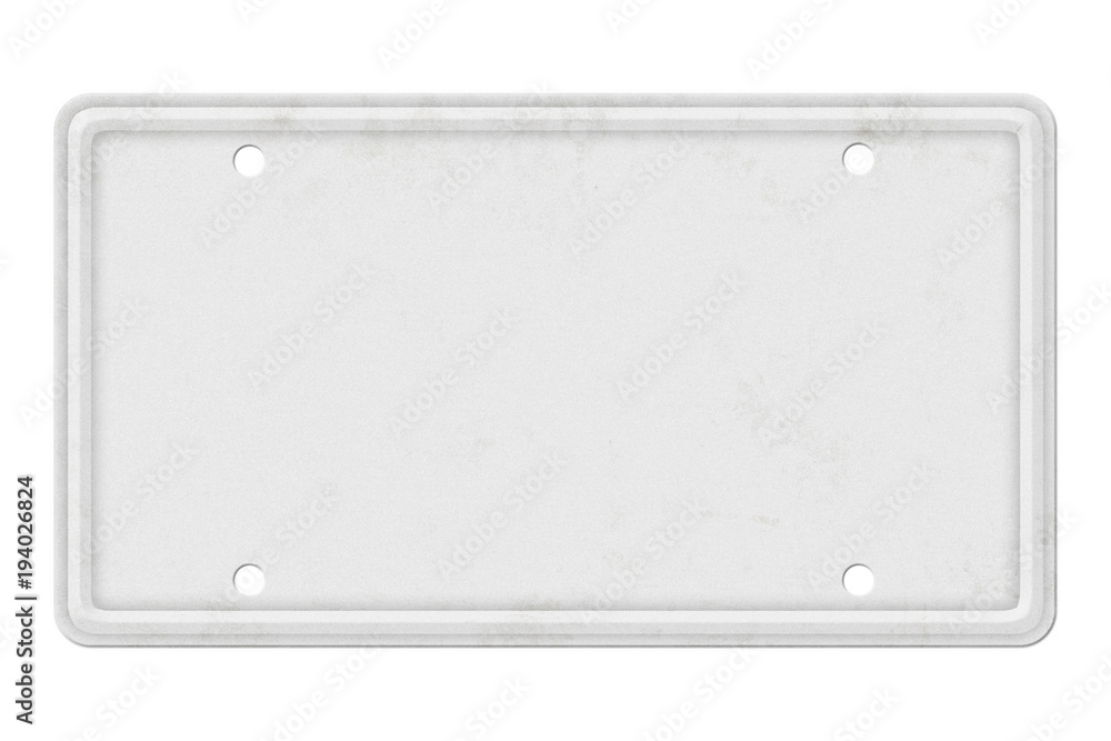 Blank White Vintage License Plate Isolated Stock Illustration | Adobe Stock