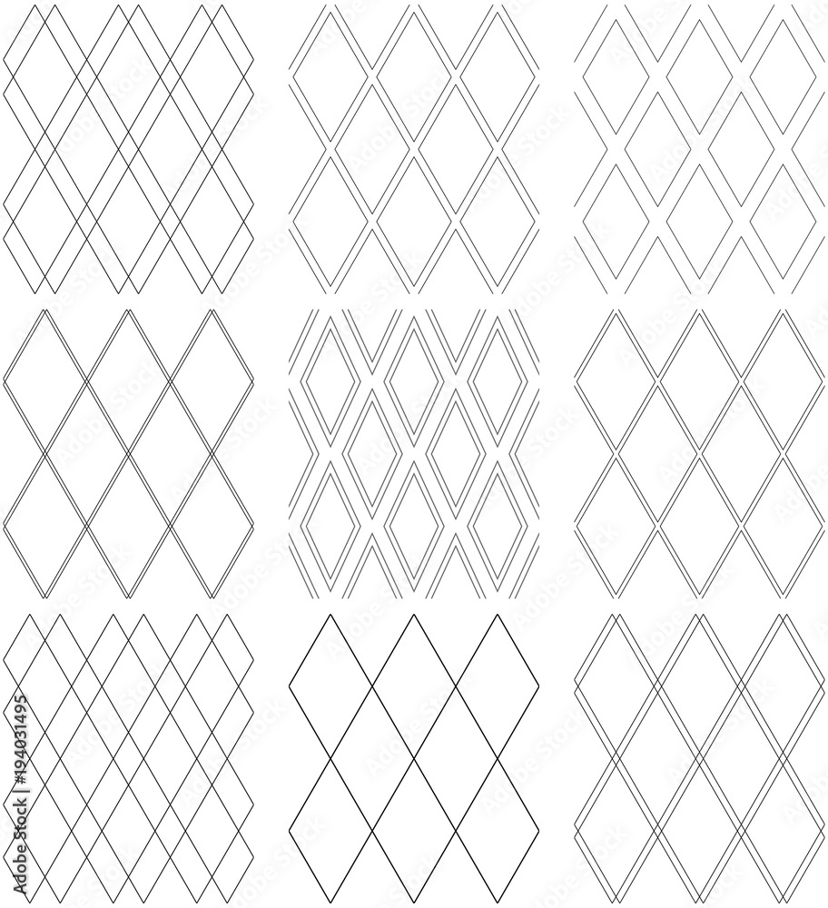Seamless diamonds patterns. Geometric textures. Stock Vector | Adobe Stock
