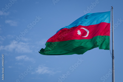 Azerbaijan national muslim flag Baku. National Azerbaijanian flag ...