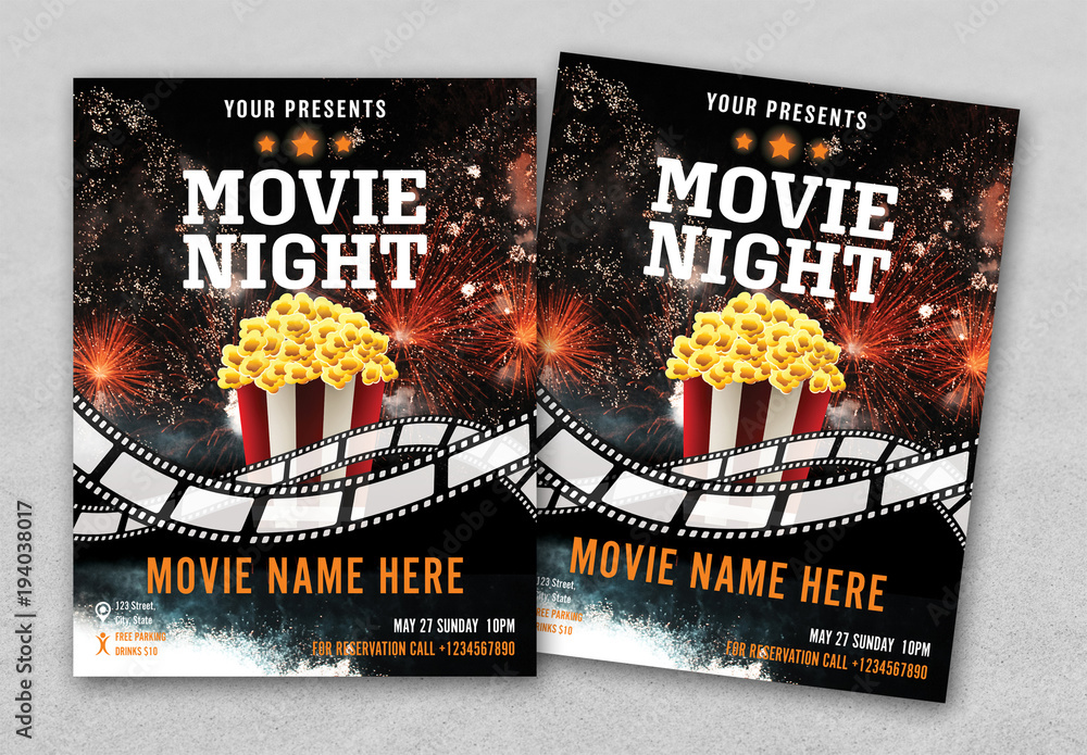 Cinema Flyer Layout 1 Stock Template | Adobe Stock