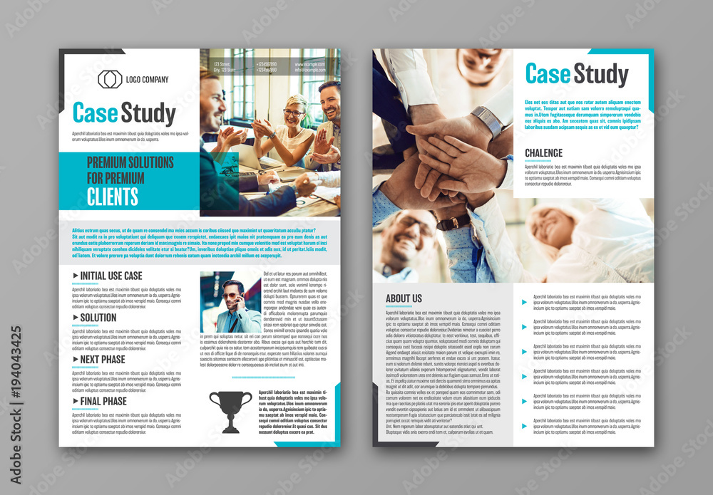 Business Case Study Layout with Blue Accents 1 Stock Template | Adobe Stock