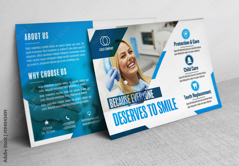Dental Office Postcard Layout 1 Stock Template | Adobe Stock