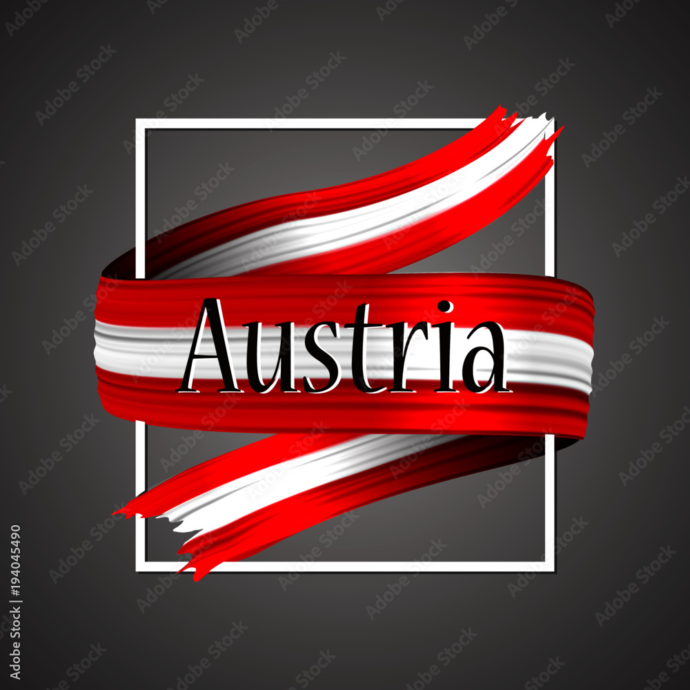 Austria flag. Official national colors. Austrian 3d realistic ribbon ...