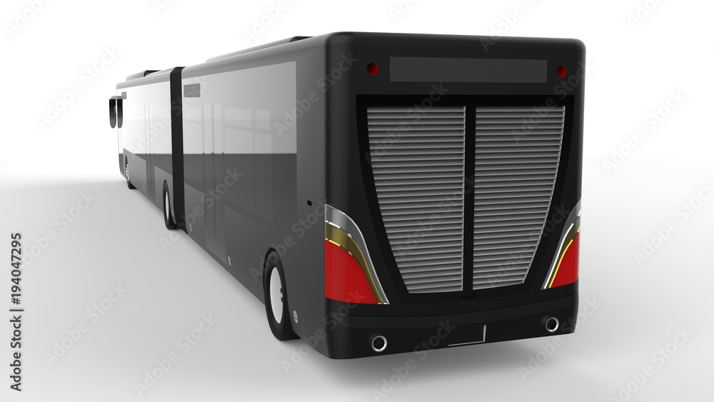 A large city bus with an additional elongated part for large passenger ...