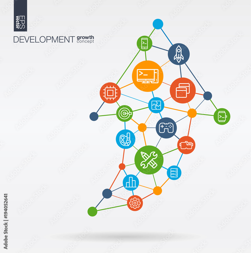 Development integrated thin line web icons. Graph chart growth ...