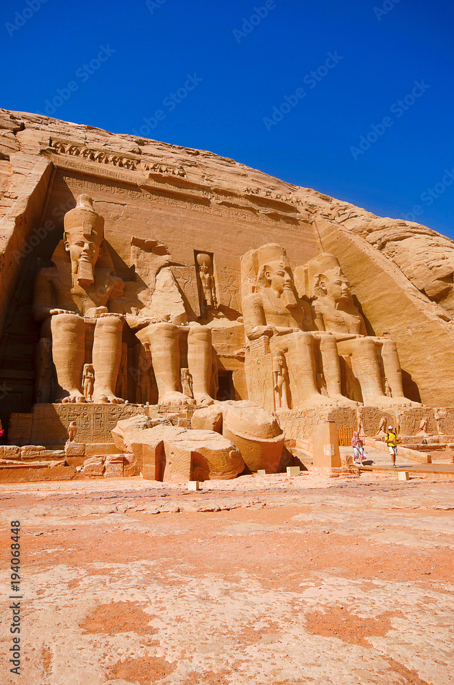 Outer view of the temple dedicated to Pharaoh Ramsesses 2, The twin ...