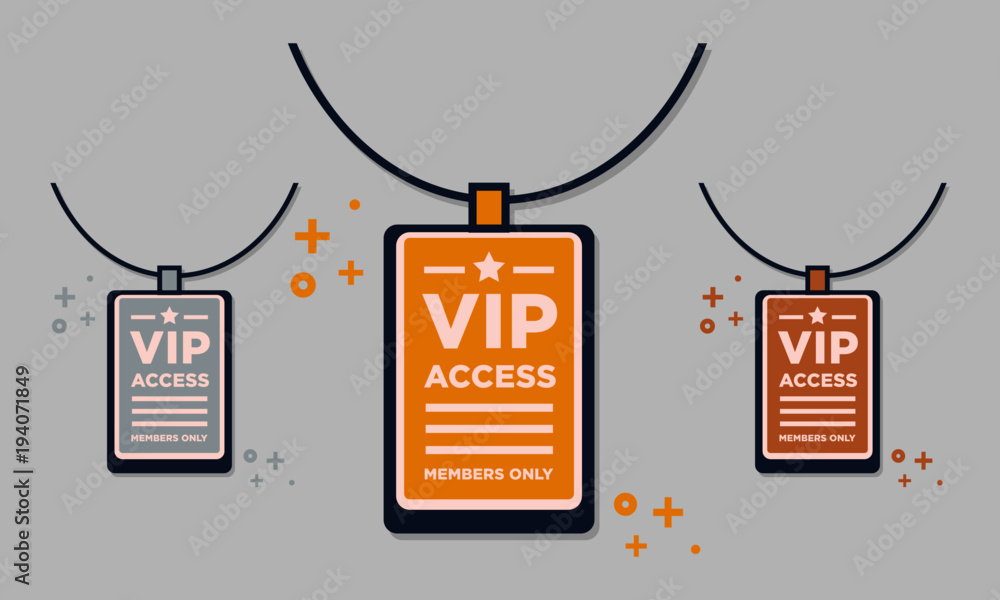 Gold Silver and Bronze VIP Access Members Only Card in Line Art Style ...