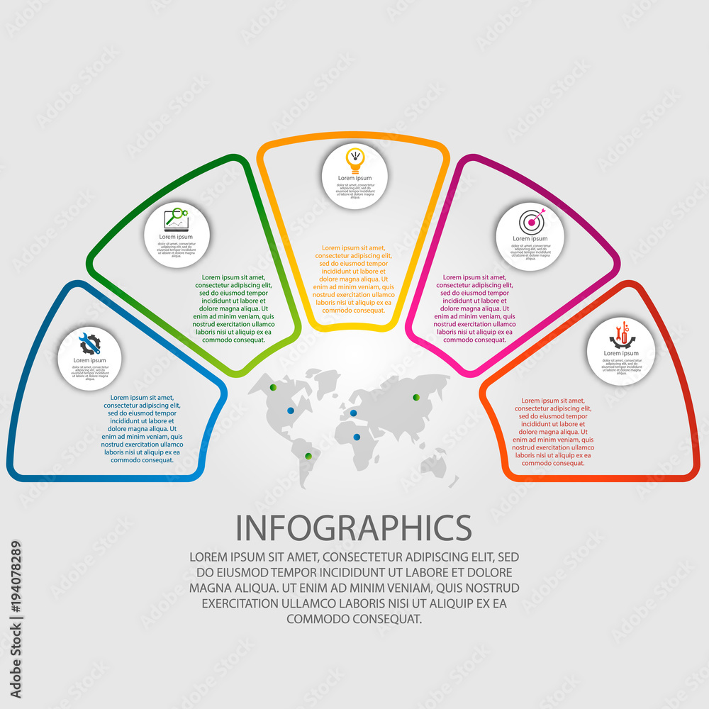 Vector illustration. Infographics in the form of a circle and 5 ...