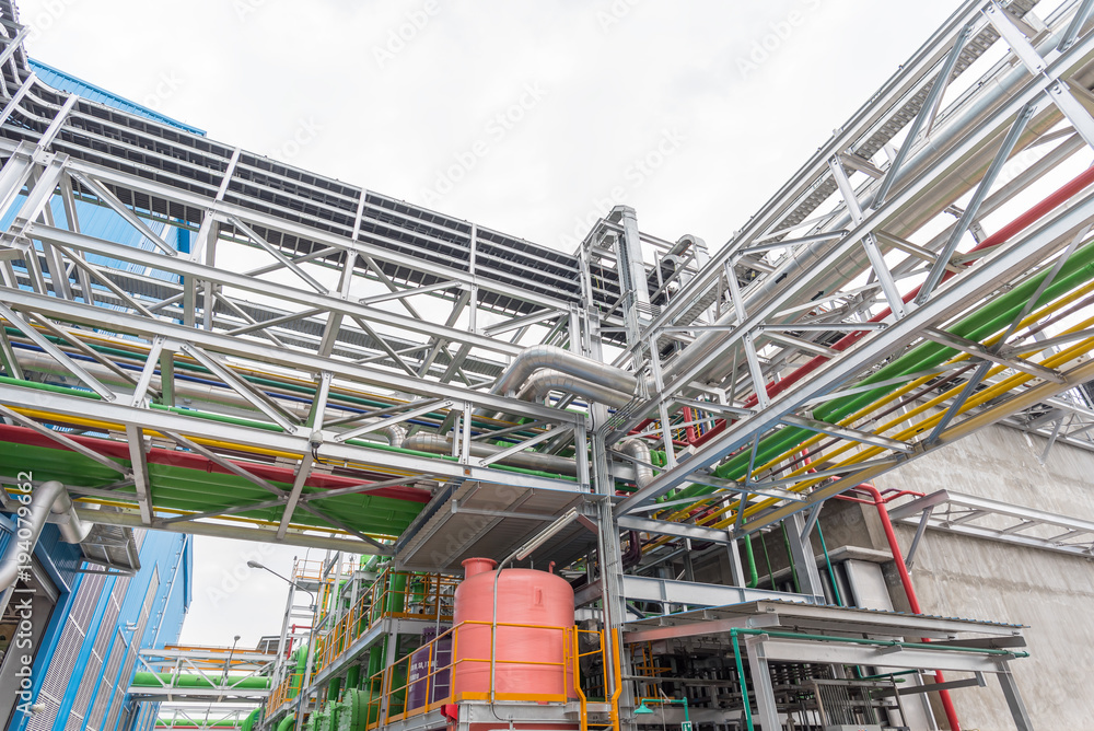 Pipeline of Natural gas combined stack gas turbine of power plant and ...