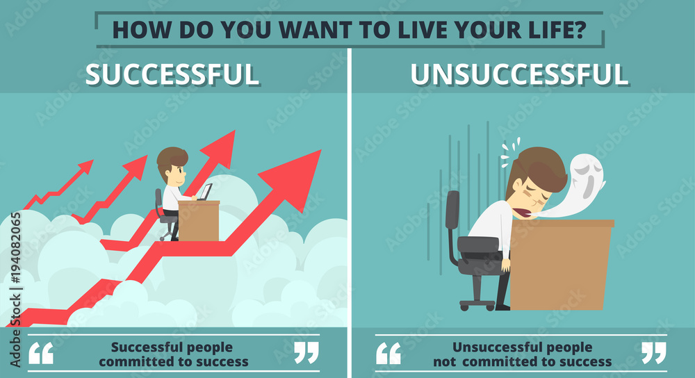 Businessman successful and Businessman unsuccessful.Cartoon of business ...