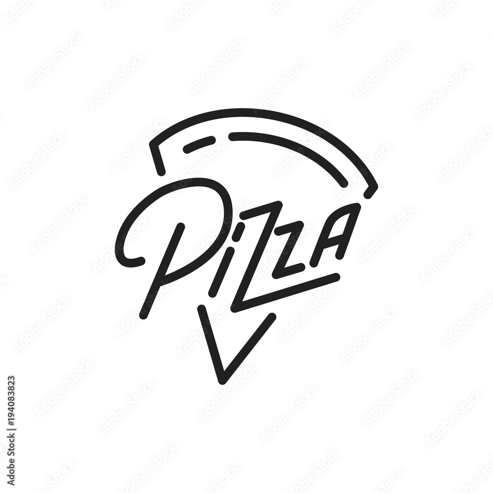 Pizza. Pizza lettering illustration. Pizza label badge emblem Stock ...