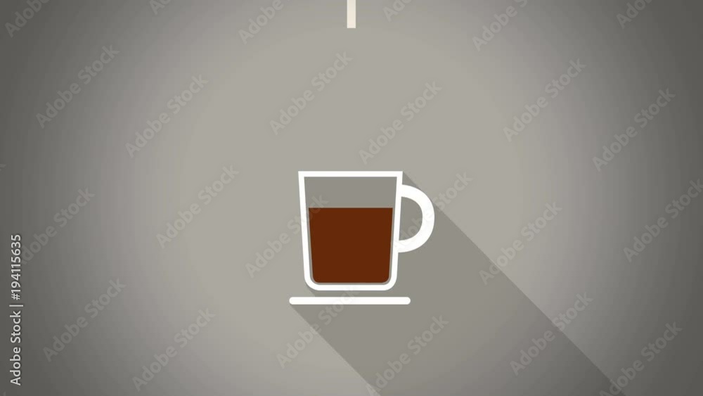 4K animation hot coffee and milk pouring into cappuccino coffee cup ...