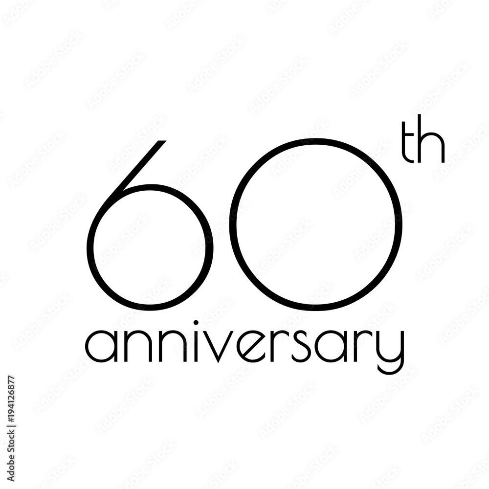 60th anniversary icon. 60 years celebrating and birthday logo. Vector ...