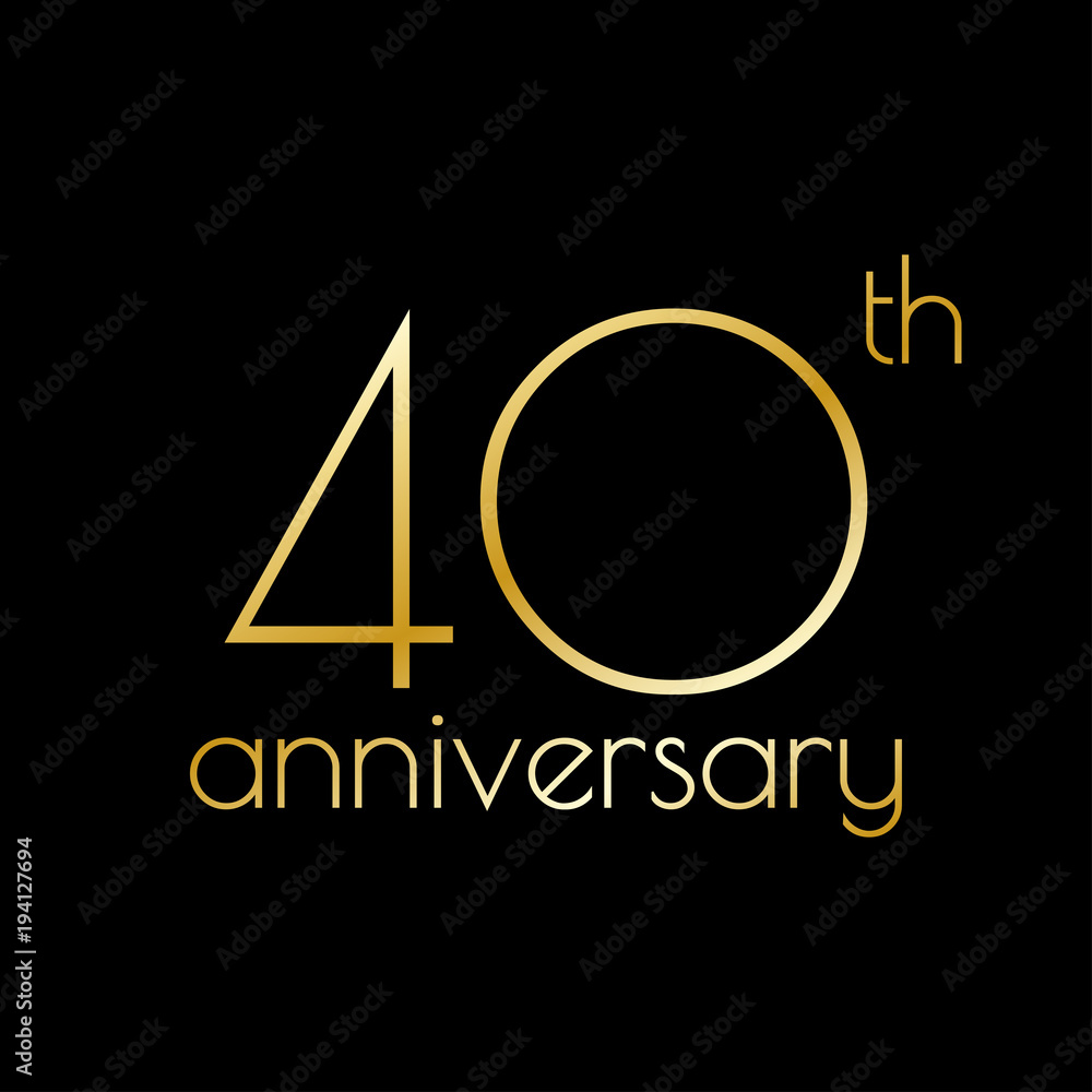 40th anniversary icon. 40 years celebrating and birthday golden logo ...