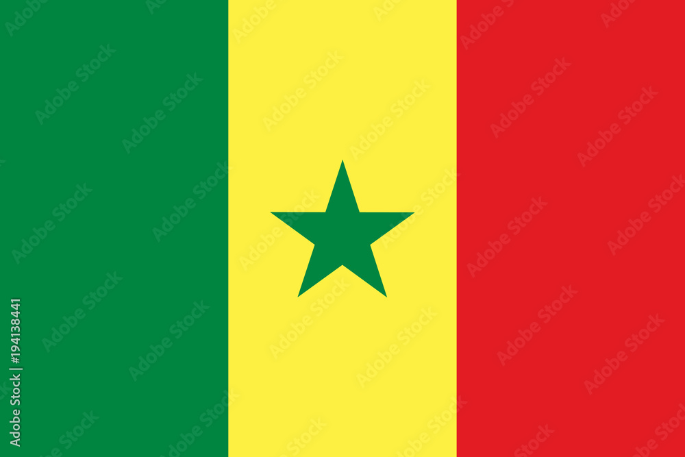 Senegal National flag standard proportion color mode RGB Stock Vector ...