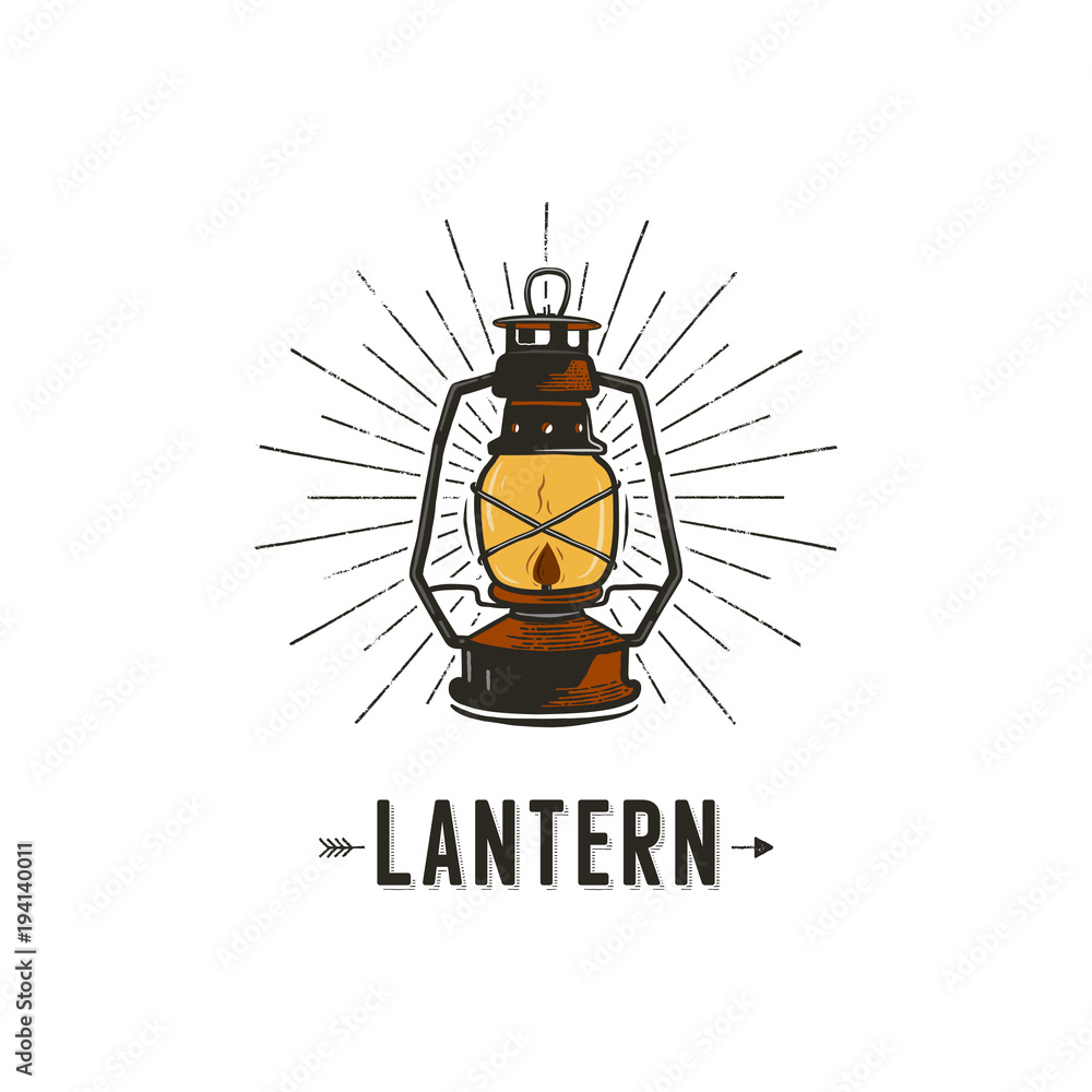 Vintage hand-drawn lantern concept. Perfect for logo design, badge ...