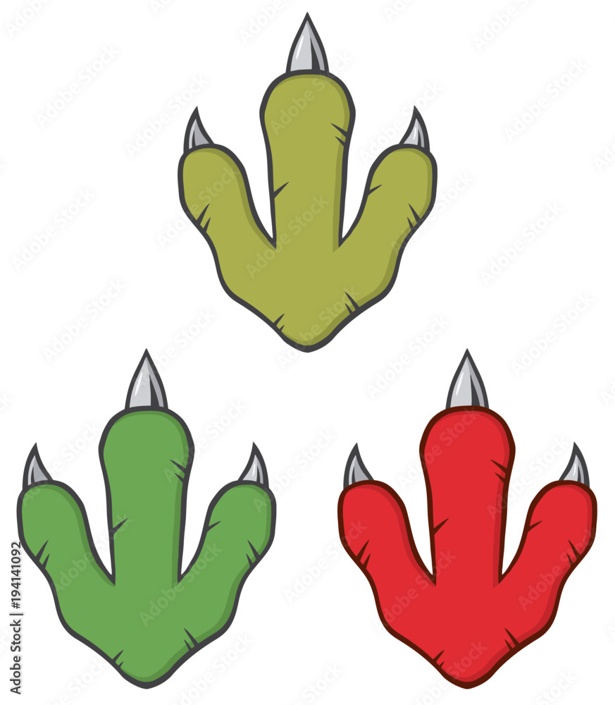 Dinosaur Footprint Design Concept. Vector Collection Isolated On White ...