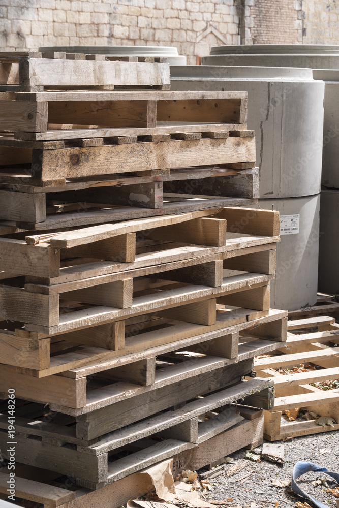 Pile of empty wooden pallets Stock Photo | Adobe Stock