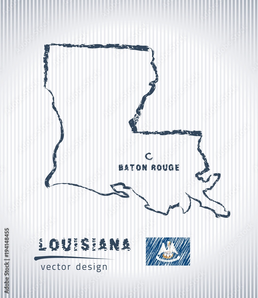 Louisiana national vector drawing map on white background Stock Vector ...