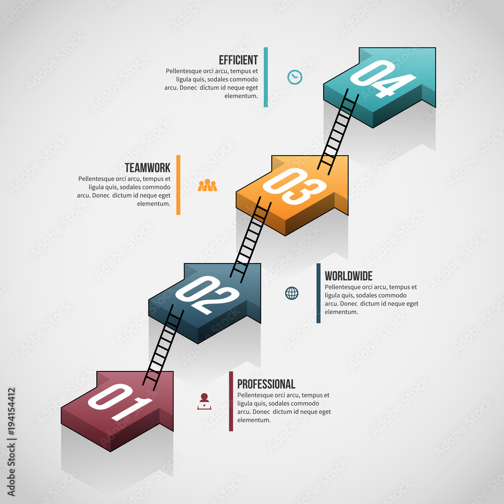Arrow Ladder Stack Infographic Stock Vector | Adobe Stock
