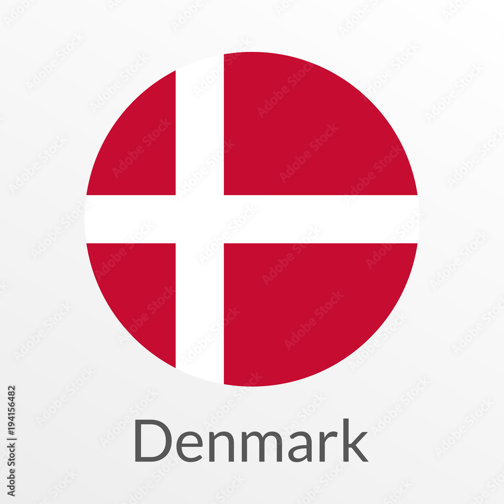 Flag of Denmark round icon, badge or button. Danish national symbol ...