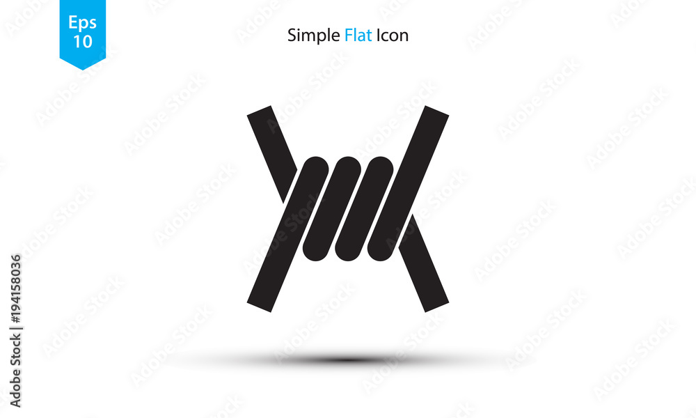 Barbed Wire Simple Symbol. Sign Of Restricted Area Defense. Vector ...