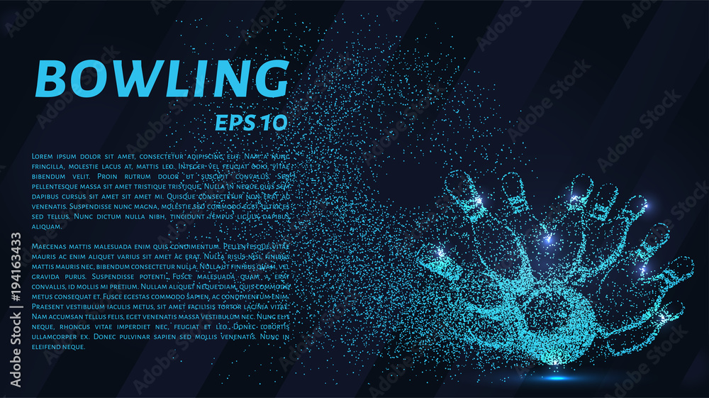Bowling from the particles. Skittles and ball are composed of circles ...