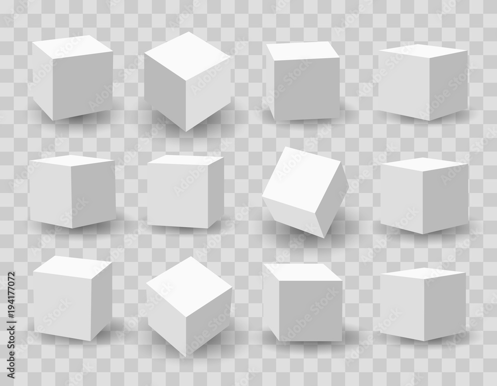 White blocks. 3d modeling white cubes vector illustration Stock Vector ...