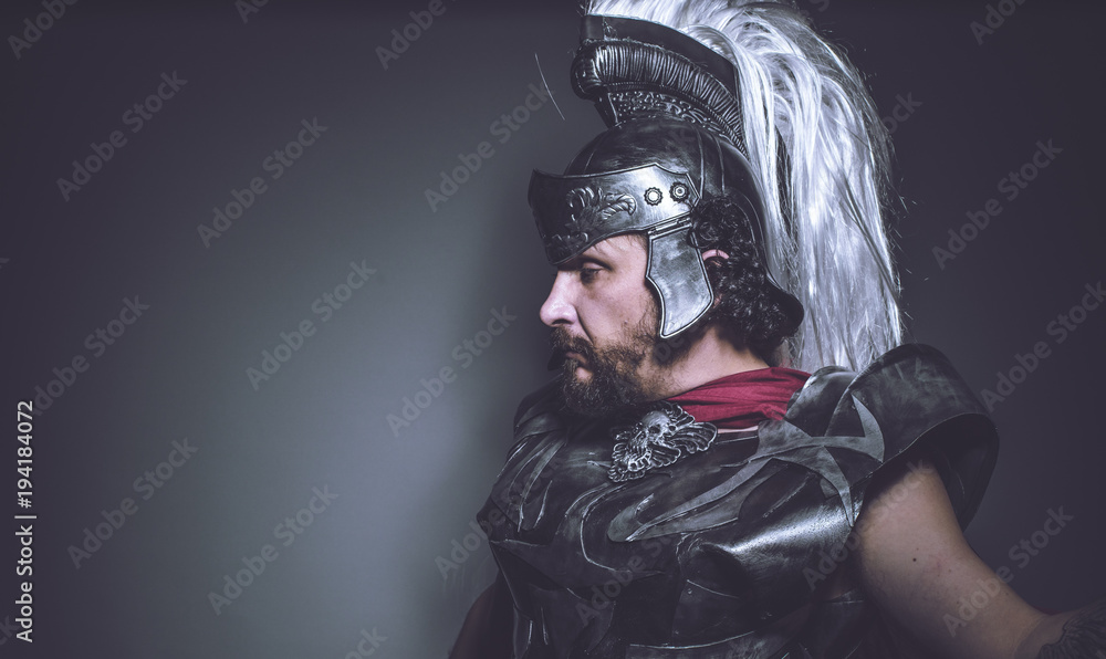 Conquest Roman gladiator, wrestler and warrior of Rome with helmet and ...