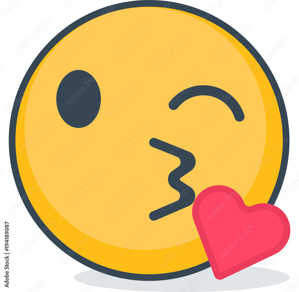 Air kiss emoticon. Isolated emoticon. Stock Vector | Adobe Stock