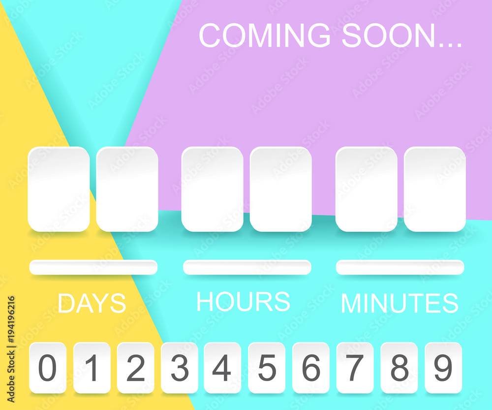 Countdown timer template. Counter design for website with numbers Stock ...
