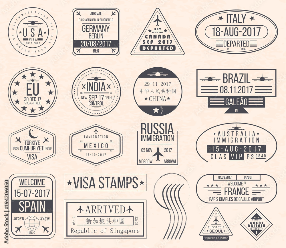 Vintage Passport Stamps