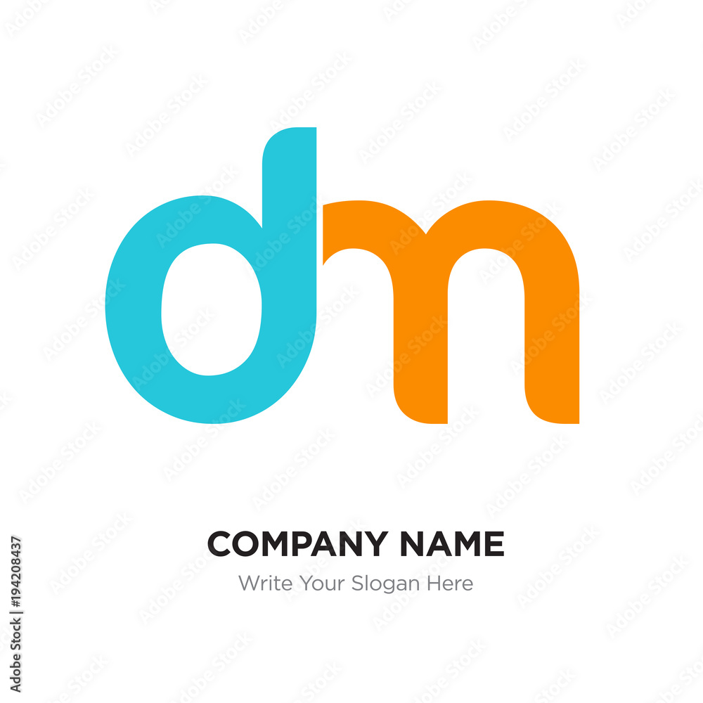 Abstract letter dm, md logo design template, blue & yellow Alphabet ...