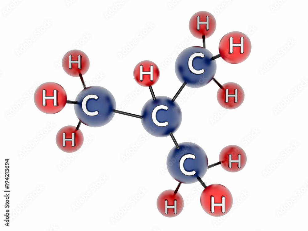 C4H10. Butane. Gas. 3d model. Isolated on white. Stock Illustration ...