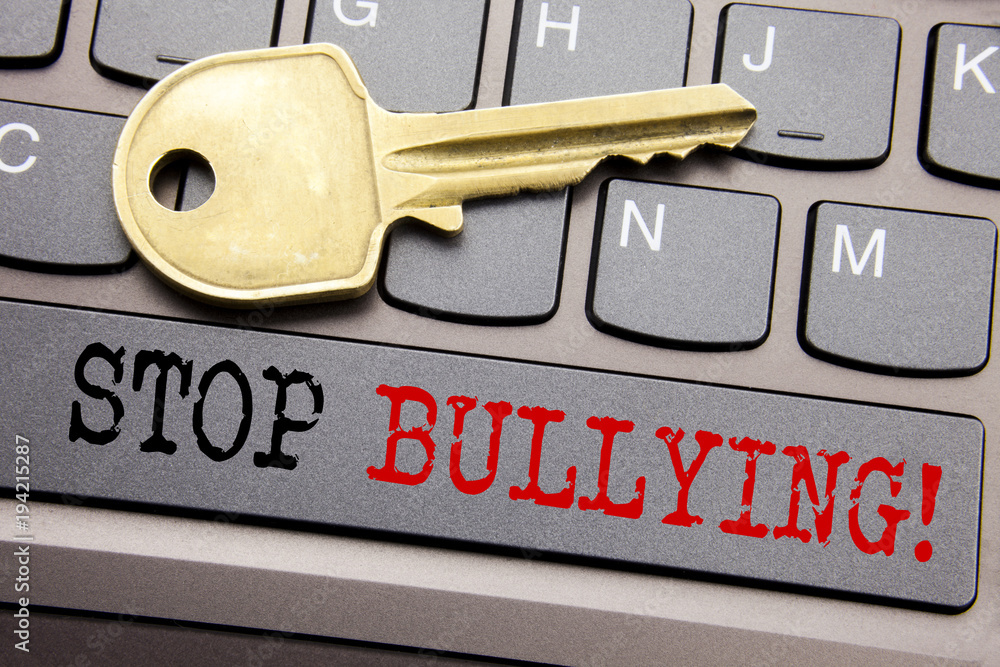 Hand writing text caption inspiration showing Stop Bullying. Business ...